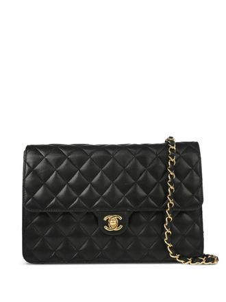 Chanel sac porté épaule Flap médium (2008) - Noir