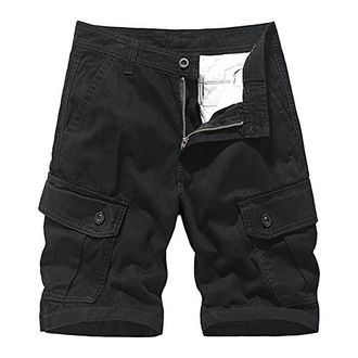 Generic Pantalon cargo pour homme - Taille &eacute;lastique - Coupe d&eacute;contract&eacute;e - L&eacute;ger - Pour la p&ecirc;che, la randonn&eacute;e, le travail, Noir, 33W