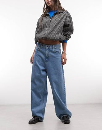 Carhartt Work in Progress jean Brandon baggy coupe droite ample d&eacute;lavage moyen-Bleu