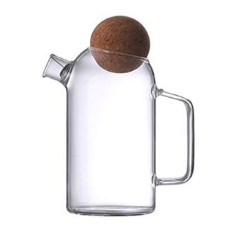 Hemoton Carafe Th&eacute;i&egrave;re En Verre Avec Bouchon Li&egrave;ge 800Ml Pour Maison Et Bureau, Id&eacute;ale Pour Th&eacute;, Caf&eacute;, Jus Et Lait, Cadeau Parfait Pour Famille Et Amis