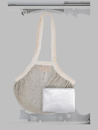 Circus Hotel Womens Mesh Shoulder Bag Silver Cotton - Plastic Glass