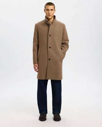 Selected Mantel aus Wollmix in der Farbe Fallen Rock-Grau