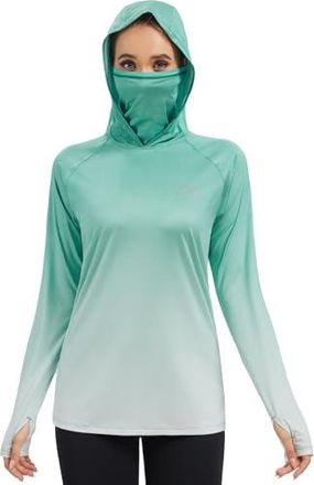 Bassdash FS23W Chemise &agrave; Capuche de P&ecirc;che UPF 50+ pour Femme avec Masque Facial et Trous pour Les Pouces