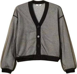 Twinset Femme, Pulls, Gris, Taille: 36 FR Cardigan en maille doubl&eacute;e de tulle
