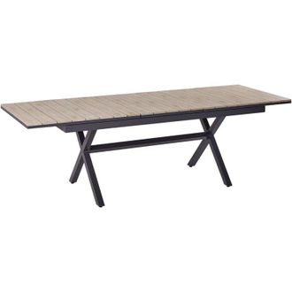 Beliani Beliani - Table de Jardin &agrave; Rallonge 184/244 x 90 cm en Aluminium Meubles Mobilier dExt&eacute;rieur Bois Clair et Gris Graphite Fanes