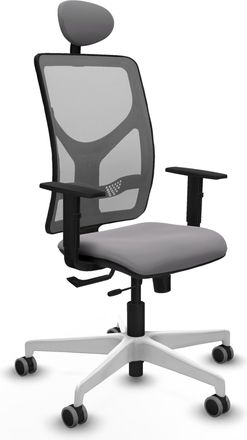 Piqueras y Crespo Grauer B&uuml;rostuhl mit 1D-Armlehnen, h&ouml;henverstellbare Lendenwirbelst&uuml;tze und festes Kopfteil, ausgestattet mit Syncro/Traslack und Schneideschaum. Grau