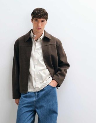 Asos veste zipp&eacute;e effet laine marron