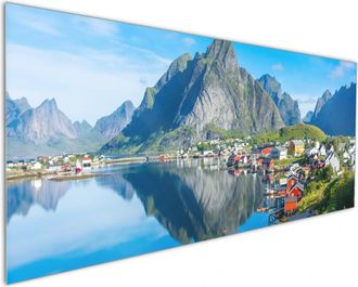 Wallario K&uuml;chenr&uuml;ckwand aus Glas 125 x 50 cm, Motiv: Skandinavisches Bergpanorama | Spritzschutz abwischbar & pflegeleicht