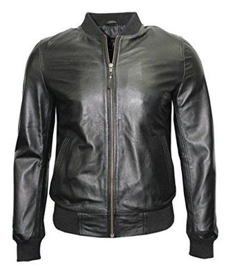 Infinity Homme Retro Noir Nappa en Cuir Bomber Slim Fit décontractée Varsity Veste 4XL