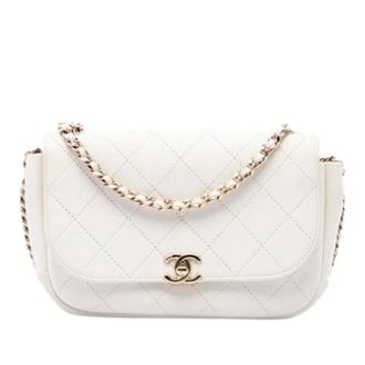 Chanel Pre-owned Sac Bandouli&egrave;re Matelass&eacute; en Cuir dAgneau - Femme - Pre-owned - Blanc - Taille: ONE Size
