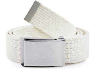 Ladeheid Gürtel Herren Verstellbarer Stoffgürtel aus Baumwolle Gürtel ohne Löcher für Männer Geeignet für Arbeit, Reisen oder Männergeschenke P10 (Ecru-Silber,