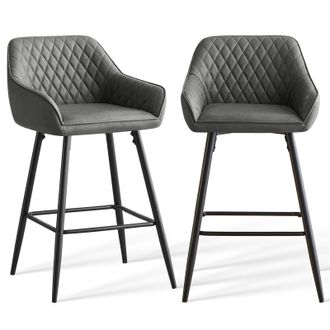 Ainpecca Barhocker 2er Set Kunstleder Tresenhocker Bistrohocker mit Fu&szlig;st&uuml;tze, R&uuml;ckenlehne, schwarzen Metallbeine und Sitzfl&auml;che f&uuml;r Hausbar, Bistro und Counte