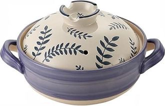 Generic Casserole en c&eacute;ramique, pot en argile japonais for pierre de riz avec couvercle, ustensile de cuisine sain en terre cuite(C)
