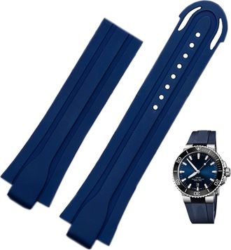 Generic 24mm * 12mm Lug End Gummi Wasserdichtes Armband Für Oris Armband Silikon-uhrenarmband Edelstahl Faltschließe
