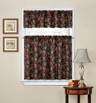 Waverly Navarra Onyx-Etagen- und Volant-Set, 100% Polyester-Jacquard, 132,1 x 91,4 cm