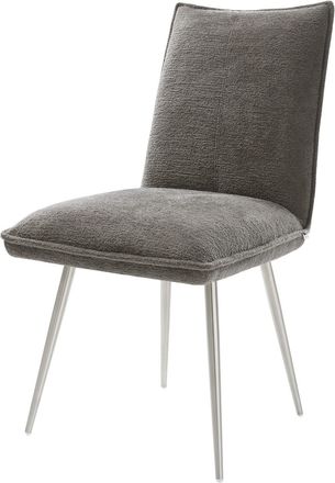 DELIFE Polsterstuhl Lelio-Flex 4-Fu&szlig; konisch Edelstahl Boucl&eacute; Soft Schlamm Taschenfederkern