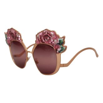 Dolce & Gabbana Rose Pailletten Bestickte Sonnenbrille - - Accessories - Damen - Rosa - ONE SIZE
