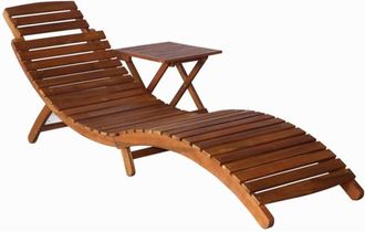 vidaXL Vidaxl - Chaise longue avec table Bois dacacia massif Marron