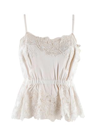 Ermanno Scervino Ivory Floral Lace Silk Cami Top Size S