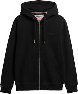 Superdry Essential Logo Zip Hoodie HB Sweater, Black, XL Mens