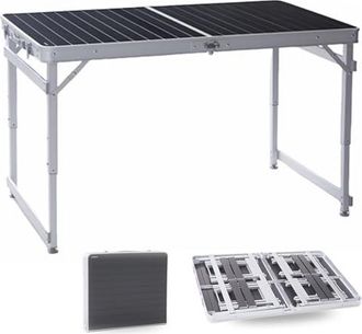 Generic Table de camping pliante avec trou pour parasol, hauteur r&eacute;glable, pour jardin, balcon, 4 chaises pliables pour pique-nique et hayon