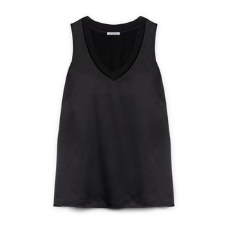 Fiorella Rubino Top col en V en tissu double - Femme - Tops - Noir - Taille: 36 FR