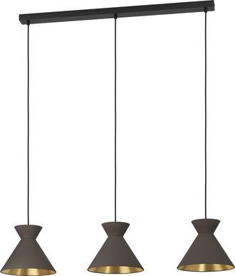 Eglo Pendelleuchte Esstisch Nastasia, 3-flammig Hängelampe für Wohnzimmer und Esszimmer, Esszimmerlampe aus Metall in Cappucchino und Messing, Lampe hängen