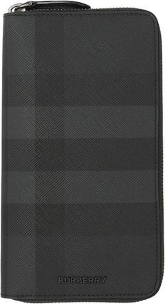 Burberry portefeuille &agrave; carreaux - Gris