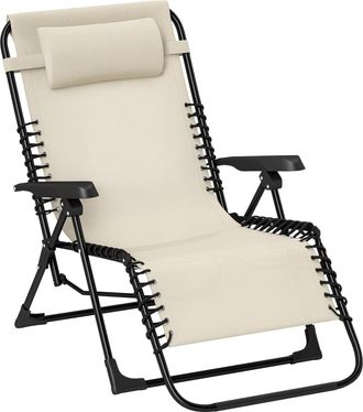 OUTSUNNY Sonnenliege klappbar Gartenliege mit Kopfkissen, Liegestuhl mit 5-Fach verstellbare R&uuml;ckenlehne, wetterfeste Campingliege, Gartenstuhl bis 120 kg bela