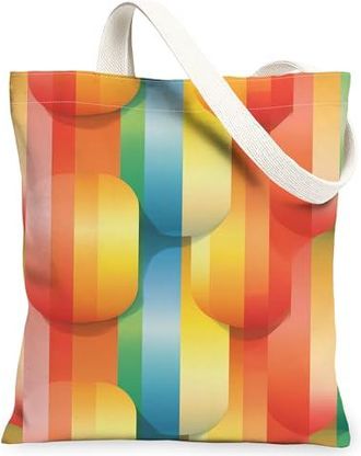 Generic Sacs fourre-tout multicolores en toile de formes g&eacute;om&eacute;triques r&eacute;utilisables, sacs d&eacute;picerie d&eacute;t&eacute;, l&eacute;gers et lavables avec bandouli&egrave;re en toile pour, m