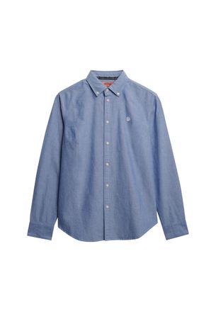 Superdry Damen Oxford Hemd mit Button-Down-Kragen in schmaler Passform Azurblau Chambray Oxford 38