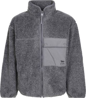Maison Kitsun&eacute; Veste en polaire zipp&eacute;e &agrave; col montant - Homme - Sport - Gris - Taille: L