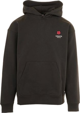 Kenzo Homme, Sweatshirts et sweats à capuche, Noir, Taille: M Sweat à Capuche Oversize Noir Brodé de Fleurs