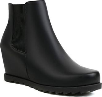 Generic Bottines compens&eacute;es &agrave; bout rond pour femme - &Eacute;lastique - Large mollet - Confortable - &Agrave; enfiler - Mode dhiver, Noir, 40.5 EU