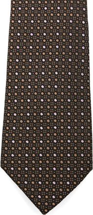 Canali Diamond Jacquard Silk Necktie - Brown