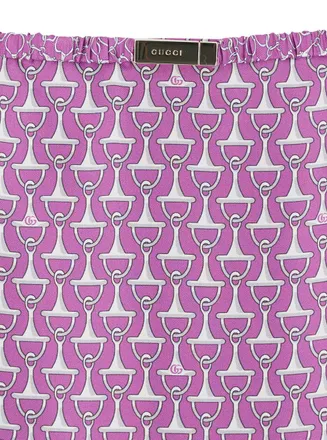 Gucci Logo-Print Silk Skirt - Purple