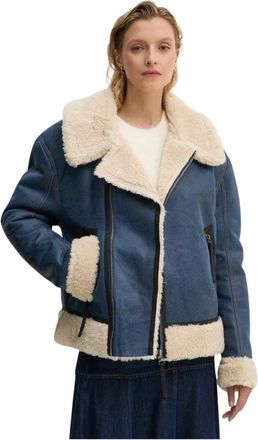 Munthe Femme, Vestes, Bleu, Taille: 38 FR Vestes en fausse fourrure et shearling