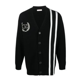 Valentino Cardigan mit gesticktem Logo und Streifen - - Knitwear - Herren - Schwarzk - L