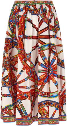 Dolce & Gabbana Womens Multicolor Cotton Midi Skirt