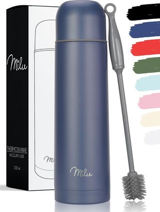 Milu Thermosflasche Thermoskanne Isolierflasche 1L, 750ml, 500ml - Isolierte Edelstahl Trinkflasche, 100% Auslaufsicher, Doppelwandisolierung (Navyblau, 10