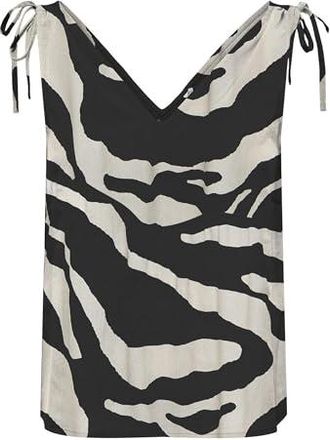 Only Onlnova Life Vis S/L Ruching Top AOP, Noir, XL Femmes