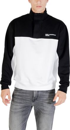 Karl Lagerfeld Regular Blocked Half Zip Sweat, Black/White, XL