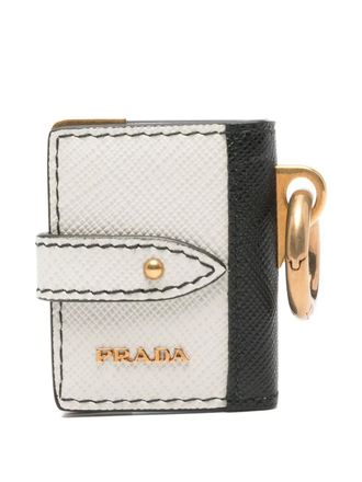 Prada &eacute;tiquette de bagage en cuir Saffiano - Blanc