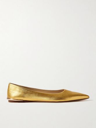 Gabriela Hearst Fleur Ballerinas Aus Metallic-leder Mit Verzierung - Gold