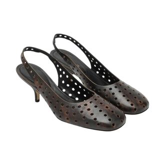 Dries Van Noten Gegrabbte Leder Perforierte Slingback-Schuhe - - Shoes - Damen - Braun - 41 EU