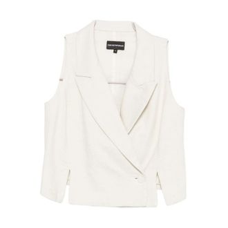 Emporio Armani &Auml;rmellose Weste mit Spitzrevers - - Suits - Damen - Wei&szlig; - M