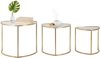 Dmora Dmora - Wohnzimmertisch Adrian, Niedriger Wohnzimmertisch, Kaffeeregal, Couchtisch f&uuml;r Sofa, 60x60 h50 cm, Gold