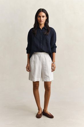 GANT Damen Gestreifte Shorts aus Leinenmix (32) EGGSHELL