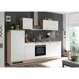 Respekta Küche Küchenzeile Küchenblock Einbauküche Petunia 270 cm Eiche Natura Respekta