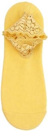 Generico 5 paires de chaussettes &agrave; volants en dentelle de printemps, chaussettes de cheville en coton uni pour femme, Color08, Taille Unique